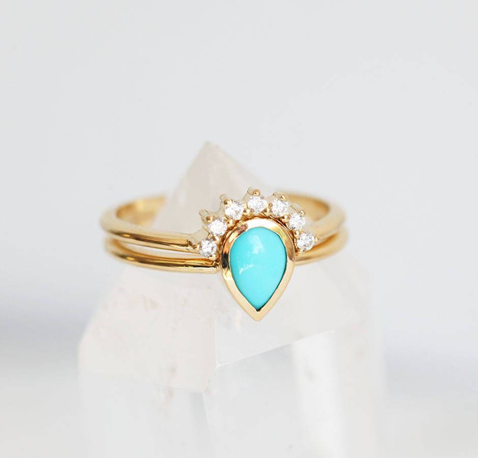 Turquoise Ring, Turquoise Ring Set | Capucinne